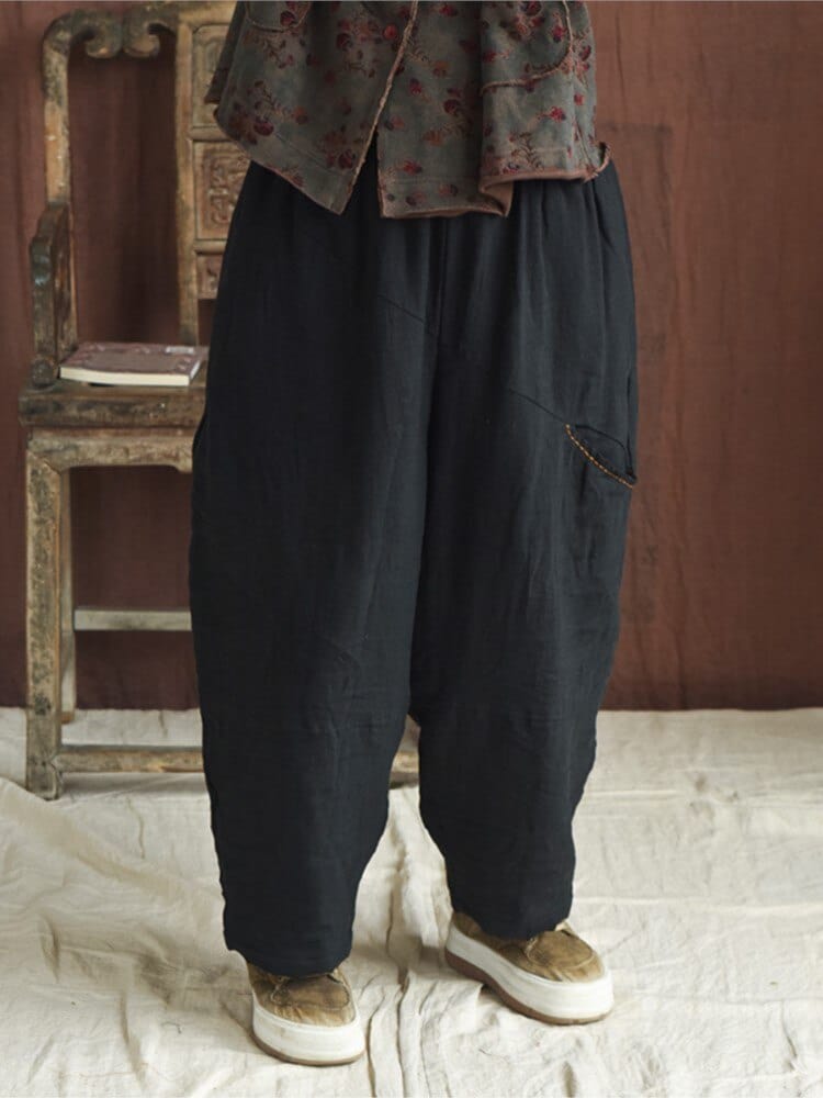 Elastic Waist Linen Padded Pants | Zen – Buddhatrends
